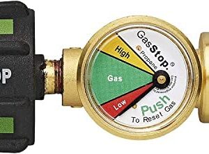 GasStop GSUSA2 Propane Shutoff Device + GasGear by GasStop RV 90 Degree Propane Pigtail Hose, 12'' Camper Tank Hose