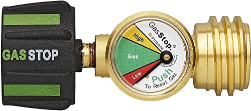 GasStop GSUSA2 Propane Shutoff Device + GasGear by GasStop RV 90 Degree Propane Pigtail Hose, 12'' Camper Tank Hose