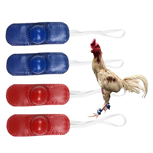 Dolphin Shop, Fighting Gamefowl Rooster Supplies 2 Pairs Red & Bule Gloves Mitt Protective Poultry Safety Hen Chicken Breeding Protect & Leg Care Pu Leather(F1)