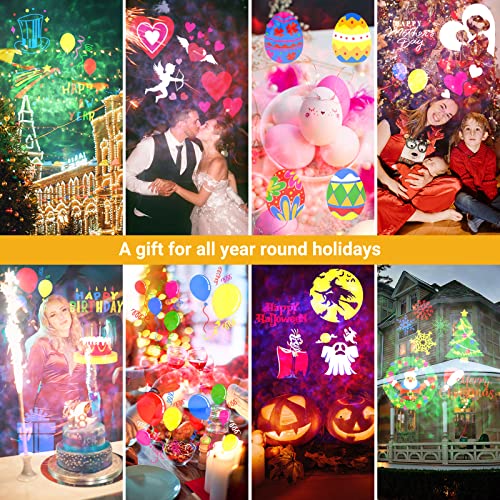 Christmas Holiday LED Projector Lights，Waterproof 3D Ocean Wave & 20 Patterns Double Projection Light with Remote for Birthday Party Garden Decorations