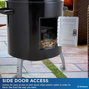 Westinghouse Bullet Smoker - Portable 16-Inch Char Broil Steel Smoker - Features a Black Powder Coated Lid with Porcelain Cooking Grid - Perfect for Outdoors