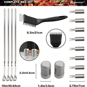 ROMANTICIST 20pc Heavy Duty BBQ Grill Tool Set in Case - The Very Best Grill Gift on Birthday Wedding - Professional BBQ Accessories Set for Outdoor Cooking Camping Grilling Smoking