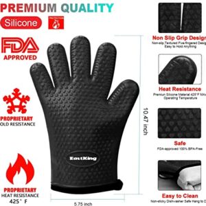 EastKing Smoker Accessories Set-Grilling Oven Gloves,BBQ Claws,Meat Thermometer and Silicone Brush BBQ Set for Cooking Barbecue Baking (Black)