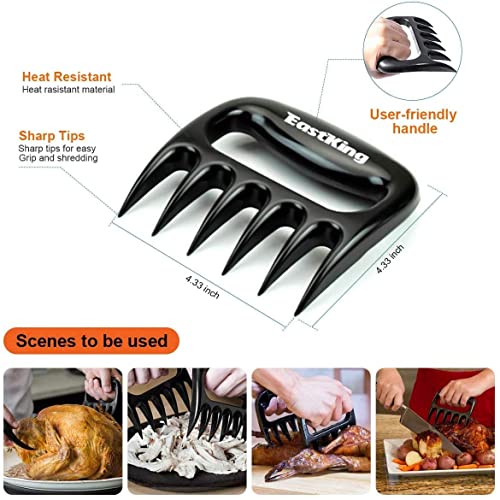 EastKing Smoker Accessories Set-Grilling Oven Gloves,BBQ Claws,Meat Thermometer and Silicone Brush BBQ Set for Cooking Barbecue Baking (Black)