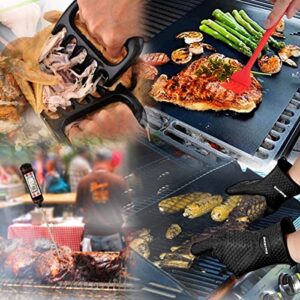 EastKing Smoker Accessories Set-Grilling Oven Gloves,BBQ Claws,Meat Thermometer and Silicone Brush BBQ Set for Cooking Barbecue Baking (Black)