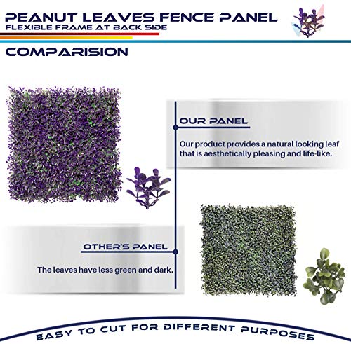 Windscreen4less Artificial Plant Leaves Faux Ivy Leaf Decorative Wall Fence Screen 20'' x 20" Purple Peanut Leaves 15 Pcs