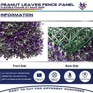 Windscreen4less Artificial Plant Leaves Faux Ivy Leaf Decorative Wall Fence Screen 20'' x 20" Purple Peanut Leaves 15 Pcs