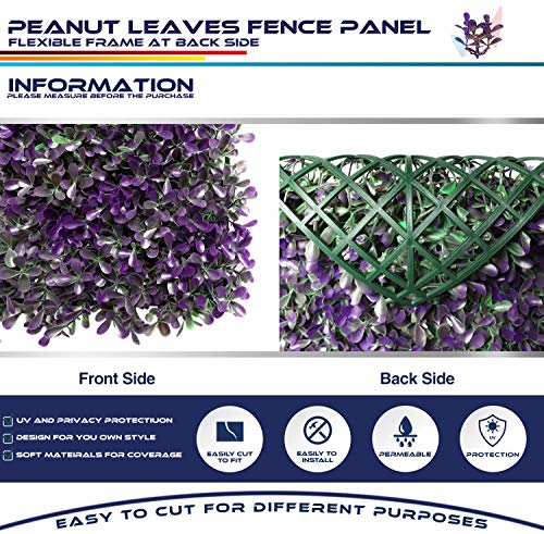 Windscreen4less Artificial Plant Leaves Faux Ivy Leaf Decorative Wall Fence Screen 20'' x 20" Purple Peanut Leaves 15 Pcs