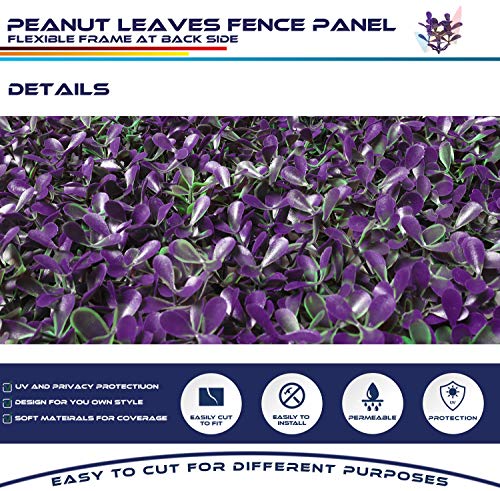 Windscreen4less Artificial Plant Leaves Faux Ivy Leaf Decorative Wall Fence Screen 20'' x 20" Purple Peanut Leaves 15 Pcs