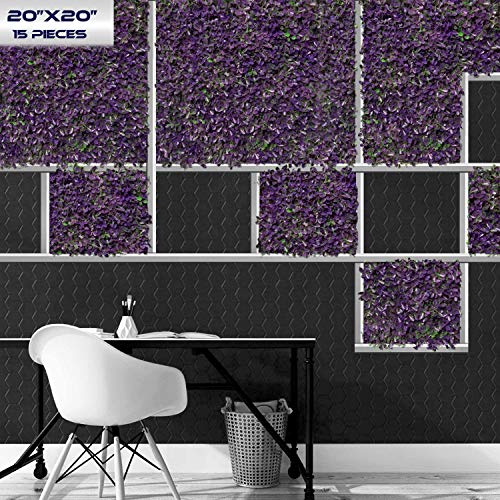 Windscreen4less Artificial Plant Leaves Faux Ivy Leaf Decorative Wall Fence Screen 20'' x 20" Purple Peanut Leaves 15 Pcs