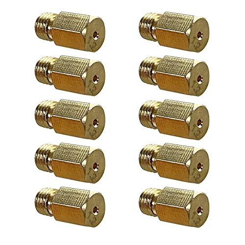 MENSI Propane Lpg Natural Gas Pipe Water Heater DIY Burner Parts Brass Jet Nozzles 10Pcs Per Pack (M6X0.75/1.4mm（Natural）)