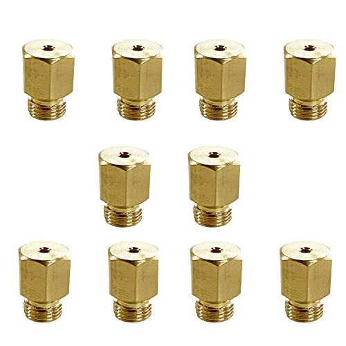 MENSI Propane Lpg Natural Gas Pipe Water Heater DIY Burner Parts Brass Jet Nozzles 10Pcs Per Pack (M6X0.75/1.4mm（Natural）)