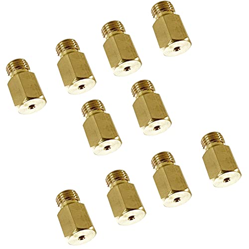 MENSI Propane Lpg Natural Gas Pipe Water Heater DIY Burner Parts Brass Jet Nozzles 10Pcs Per Pack (M6X0.75/1.4mm（Natural）)