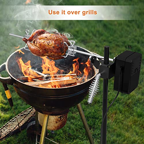 only fire Outdoor Open Flame Camping Grill, Campfire Cooking Accessories, Cooking over Any Grill or Fire - Include Motor, Power Adapter, Car Charging Cable and Bag