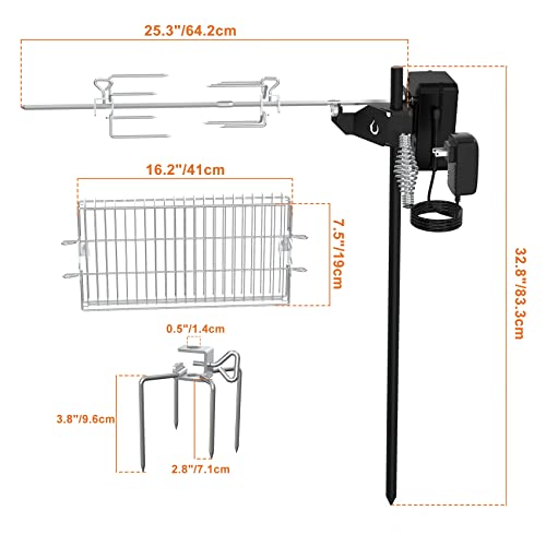 only fire Outdoor Open Flame Camping Grill, Campfire Cooking Accessories, Cooking over Any Grill or Fire - Include Motor, Power Adapter, Car Charging Cable and Bag