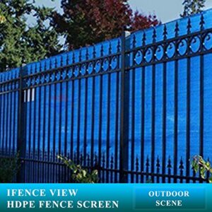 Ifenceview 6'x3' to 6'x50' Blue Shade Cloth Fence Privacy Screen Fence Cover Panels Mesh Net for Construction Site Yard Driveway Garden Pergola Gazebos Railing Canopy Awning 165 GSM (6' x 50')