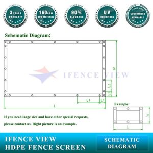 Ifenceview 6'x3' to 6'x50' Blue Shade Cloth Fence Privacy Screen Fence Cover Panels Mesh Net for Construction Site Yard Driveway Garden Pergola Gazebos Railing Canopy Awning 165 GSM (6' x 50')