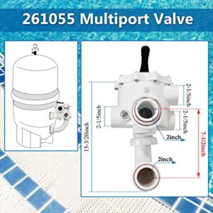 RDIYIN 261055 Multiple Port Valve Replacement for Pentair ，Compatible with Triton and Quad D.E. Filters, 2 Inch, 7 1/2 Inch Centerline,White