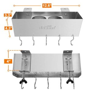 HULISEN Griddle Caddy, Grill BBQ Caddy Fits 28"/36" Blackstone Griddle, Stainless Steel Grill Accessories Tool Holder for Outdoor Grill, Removable Storage Organizer, Tool-Free No Drill Installation