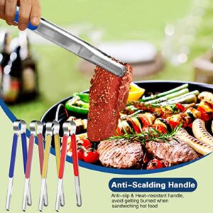 4Pcs Stainless Steel Kitchen Tongs, Serving Tongs for Cooking, 10" Metal Food Tongs with Non-Slip Comfort Grip, Non-Stick Cooking Tongs High Heat Resistant BBQ Tongs Grill Tongs for Barbecue Grilling…