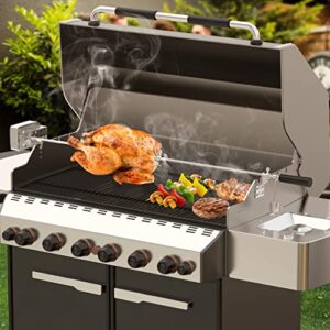 onlyfire 6022 Universal Grill Replacement Rotisserie Kit, with 37'' ×1/2'' Hexagon Spit Rod and Stainless Steel Electric Motor(Do No Fit Weber Gas Grill)