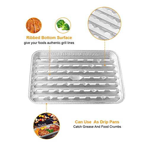 Disposable Aluminum Broiler Pans with Holes – Good for BBQ, Grill Trays – Multi-20 Pack of Durable Aluminum Sheet Pans 13.4" x 9" x 0.85"