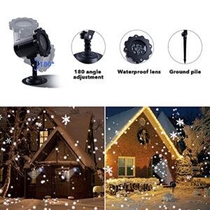 Christmas snowflake projection night light, waterproof rotating LED dynamic snow effect spotlight suitable for bedroom/landscape decoration/new year party's indoor and outdoor snowfall projection lamp