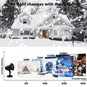 Christmas snowflake projection night light, waterproof rotating LED dynamic snow effect spotlight suitable for bedroom/landscape decoration/new year party's indoor and outdoor snowfall projection lamp