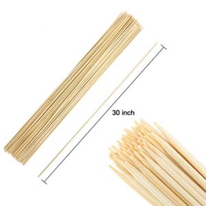 FLYPARTY Bamboo Marshmallow Roasting Sticks with 30 Inch 5mm Thick Extra Long Heavy Duty Wooden Skewers,Roaster Barbecue S'Mores Skewers Hot Dog Forks for Camping,Party,Kebab Sausage(60 Pcs)