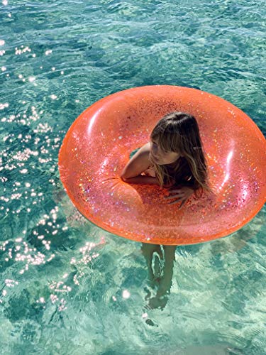 Sunnylife Pool Ring | Neon Coral Glitter