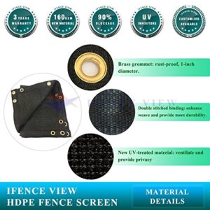 Ifenceview 5'x3' to 5'x50' Black Shade Cloth Fence Privacy Screen Fence Cover Mesh Net for Construction Site Yard Driveway Garden Pergolas Gazebos Canopy Awning 180 GSM UV Protection (5'x5')