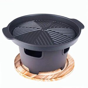 happy sales hshg-almcnr, japanese 7″d tabletop portable grill hibachi grill konro yakiniku grill, nonstick die-cast aluminum