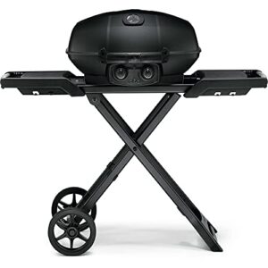 napoleon phantom travelq portable pro propane gas grill – pro285x-phm – with scissor cart, matte black, travel bbq,