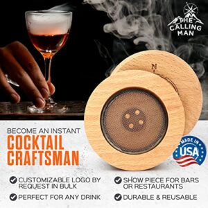 The Calling Man Cocktail Smoker Kit with Torch & Cherry Oak Wood Chips - Cocktail Smoker Kit for Drink Smoker - Mixology Whiskey Smoker Infuser Kit - Smoked Old Fashioned Bourbon Smoker Kit (Flush Design + Wood Chips + Torch)