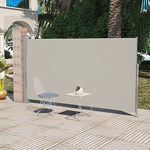 Festnight Patio Retractable Privacy Wall Folding Side Awning Screen Divider Fence Garden Outdoor Sun Shade and Wind Scree for Lawn Terrace Backyard Gray 9.8 x 5.3 Feet (L x H)