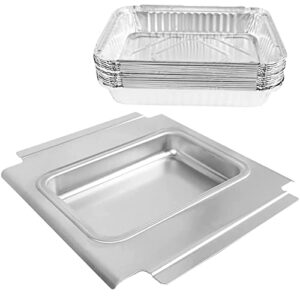 hisencn 80580 catch pan holder for weber q200 and q300 series gas grill, drip tray for weber q200 q300 q220 q240 q2000 q2200 q320 collection pan with 15 pack aluminum foil liner replace part for 41877