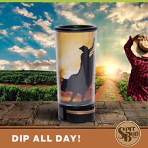 Bull Rider by Spit Bud - The Ultimate Spittoon for Chew - Portable Dip & Snuff Cup with Lid, Pop Tab, Spill-Proof Funnel, Can Cutter & Holder - Fit in Cup Holders - Holds 8oz - Made in USA