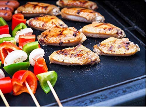 LOOCH Grill Mat Set of 6 - Non-Stick BBQ Outdoor Grill & Baking Mats - Reusable and Easy to Clean - Works on Gas, Charcoal, Electric Grill and More - 15.75 x 13 Inch