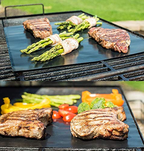 LOOCH Grill Mat Set of 6 - Non-Stick BBQ Outdoor Grill & Baking Mats - Reusable and Easy to Clean - Works on Gas, Charcoal, Electric Grill and More - 15.75 x 13 Inch