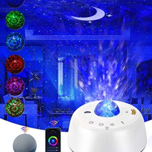 Galaxy Projector,Star Projector Smart Night Light Projector Compatible with Alexa & Google Home,Ocean Wave Starry Night Light for LED Nebula Cloud & Moon Night Light for Baby Kids Adult Bedroom Party