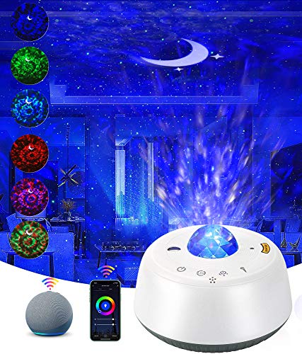 Galaxy Projector,Star Projector Smart Night Light Projector Compatible with Alexa & Google Home,Ocean Wave Starry Night Light for LED Nebula Cloud & Moon Night Light for Baby Kids Adult Bedroom Party