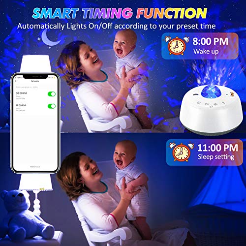 Galaxy Projector,Star Projector Smart Night Light Projector Compatible with Alexa & Google Home,Ocean Wave Starry Night Light for LED Nebula Cloud & Moon Night Light for Baby Kids Adult Bedroom Party