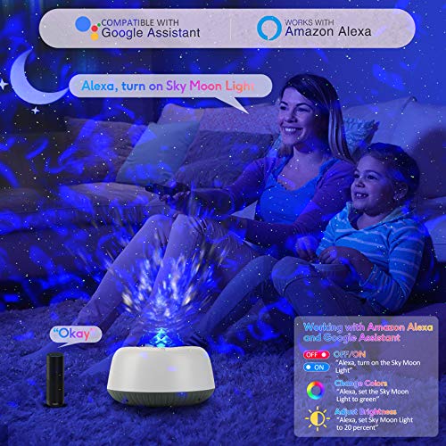 Galaxy Projector,Star Projector Smart Night Light Projector Compatible with Alexa & Google Home,Ocean Wave Starry Night Light for LED Nebula Cloud & Moon Night Light for Baby Kids Adult Bedroom Party