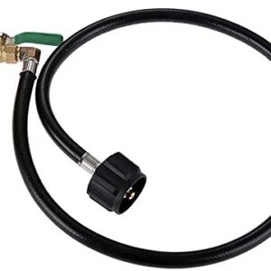 YOUDO Propane Refill Adapter Hose for 1 LB Gas Bottle 35.5" Long with ON/Off Control Valve QCC Type1 Inlet for New Tank (Fuel Not Included)