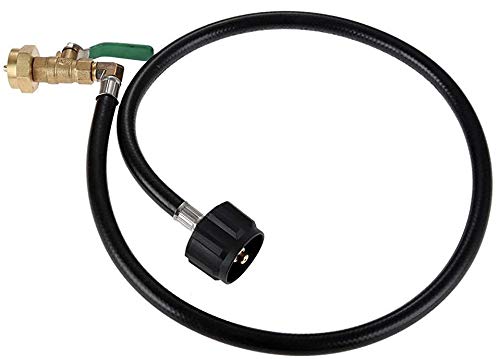 YOUDO Propane Refill Adapter Hose for 1 LB Gas Bottle 35.5" Long with ON/Off Control Valve QCC Type1 Inlet for New Tank (Fuel Not Included)