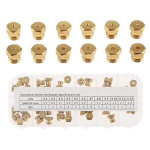 guofalde brass jet nozzles, range stove oven orifice conversion kit m6x0.75 mm gas spray tip 0.3/0.4/0/7/0.8/0.9/1.0/1.1/1.2/1.5/1.7/1.9mm(pack of 36), propane lpg gas pipe parts, propane orifice