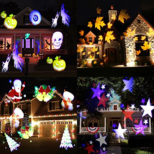 OCT17 Christmas LED Lights Projector Xmas Landscape Lamp Snowflakes Bright LED Indoor Outdoor Lighting for Halloween Christmas Holiday Party Birthday Garden Decoration