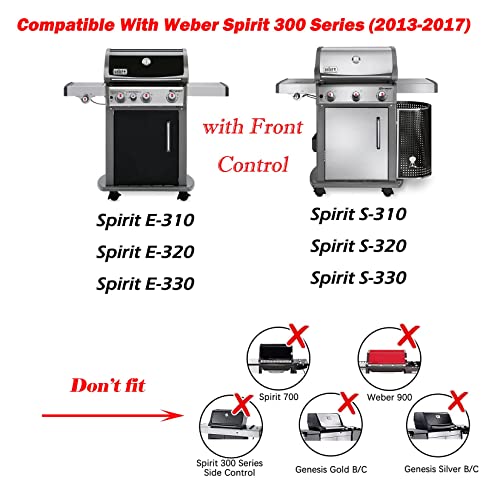 SUONA 69787 304SS Burner Tube Set for Weber Spirit 300 & Spirit II 300 Series (Front Control) E-310 S-310 E-320 S-320 E-330 S-330 SP-330 (2013 and Newer) Grill Parts Burner Replacement 18 Inch