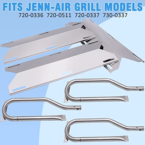 Hipoilk Grill Parts Kit for Jenn-Air 720-0336 720-0511 720-0337 730-0337, Members Mark 720-0586A Gas Grill Burners, Heat Plates Tent Shield Burner Cover, Igniters