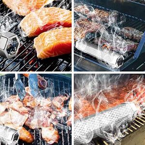 Prefdo Smoker Tube - 6” Stainless Steel Wood Pellet Tube Smokers for Cold or Hot Smoking , 5 Hours of Billowing Smoke, Work with Electric Gas Charcoal Grills or Smokers, H